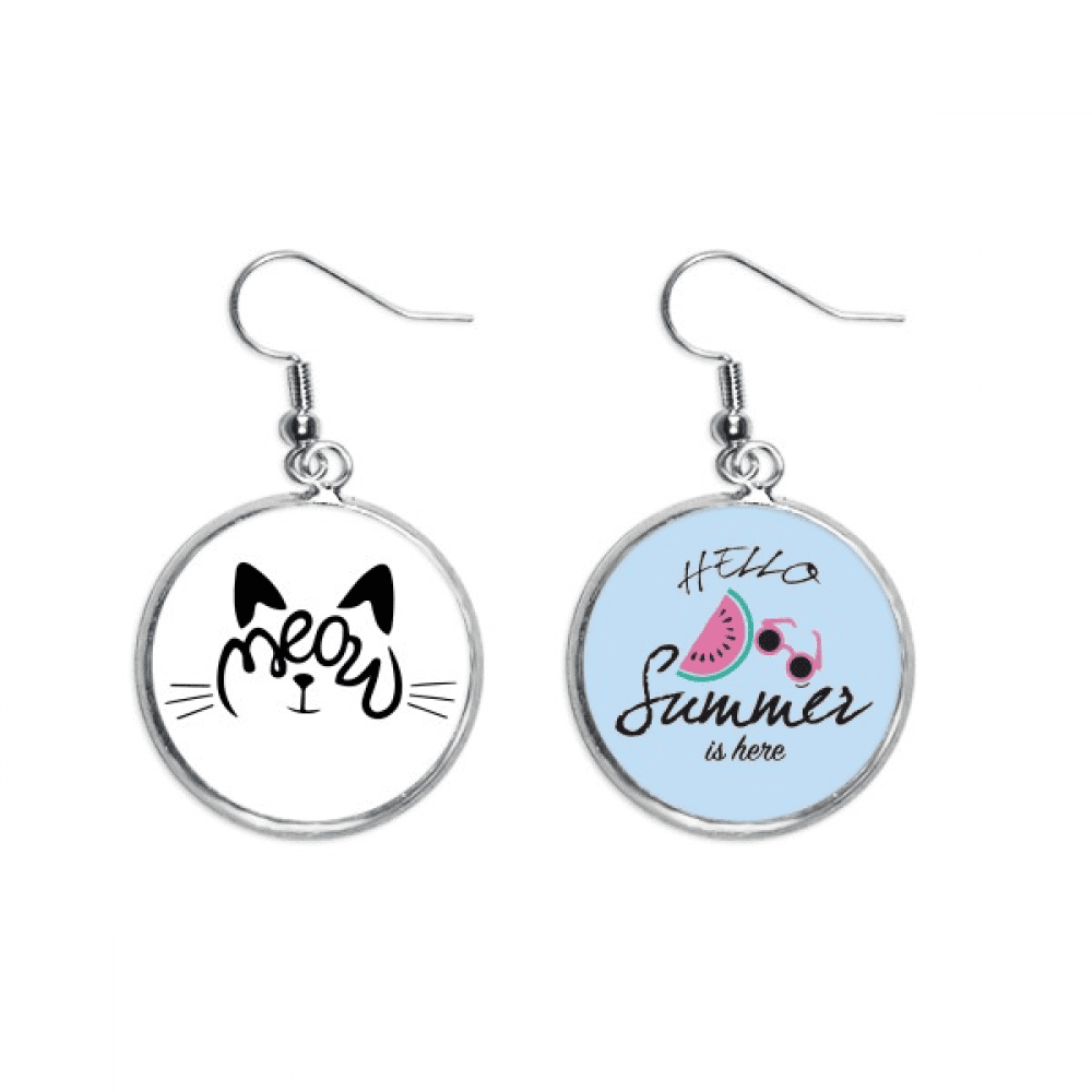 cat mewing quote animal cartoon earring drop summer watermelon earring ...