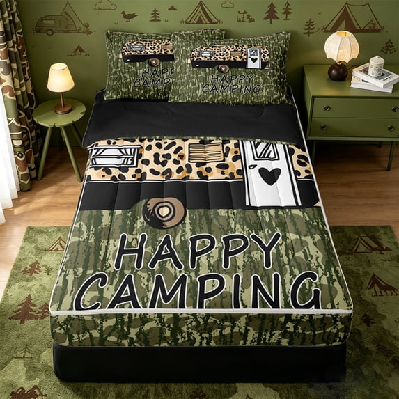 catabedysis Leopard Print Camping Zipper Twin Comforter Sets with ...
