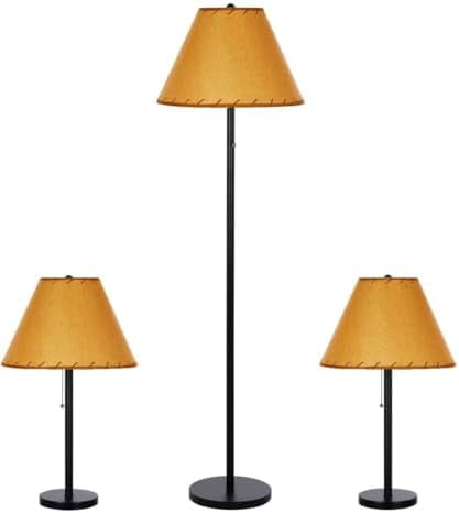 catalina lodge cabin 3-piece floor and table lamp combo set, rustic ...