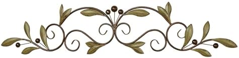 catalonia olive metal wall art topper | medium, wide handcrafted design ...