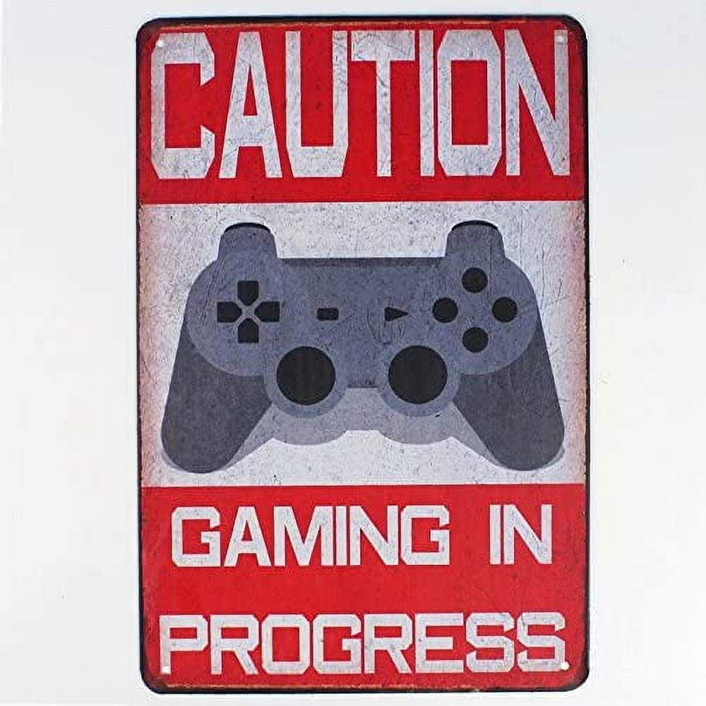 caution gaming in progress metal tin sign Bar Cafe Garage Wall Decor ...
