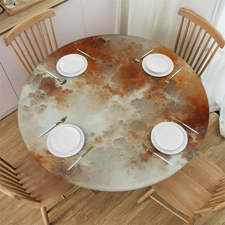 cbxzyzzc Brown Rust Color Round Tablecloth Reusable Table Cover Table ...