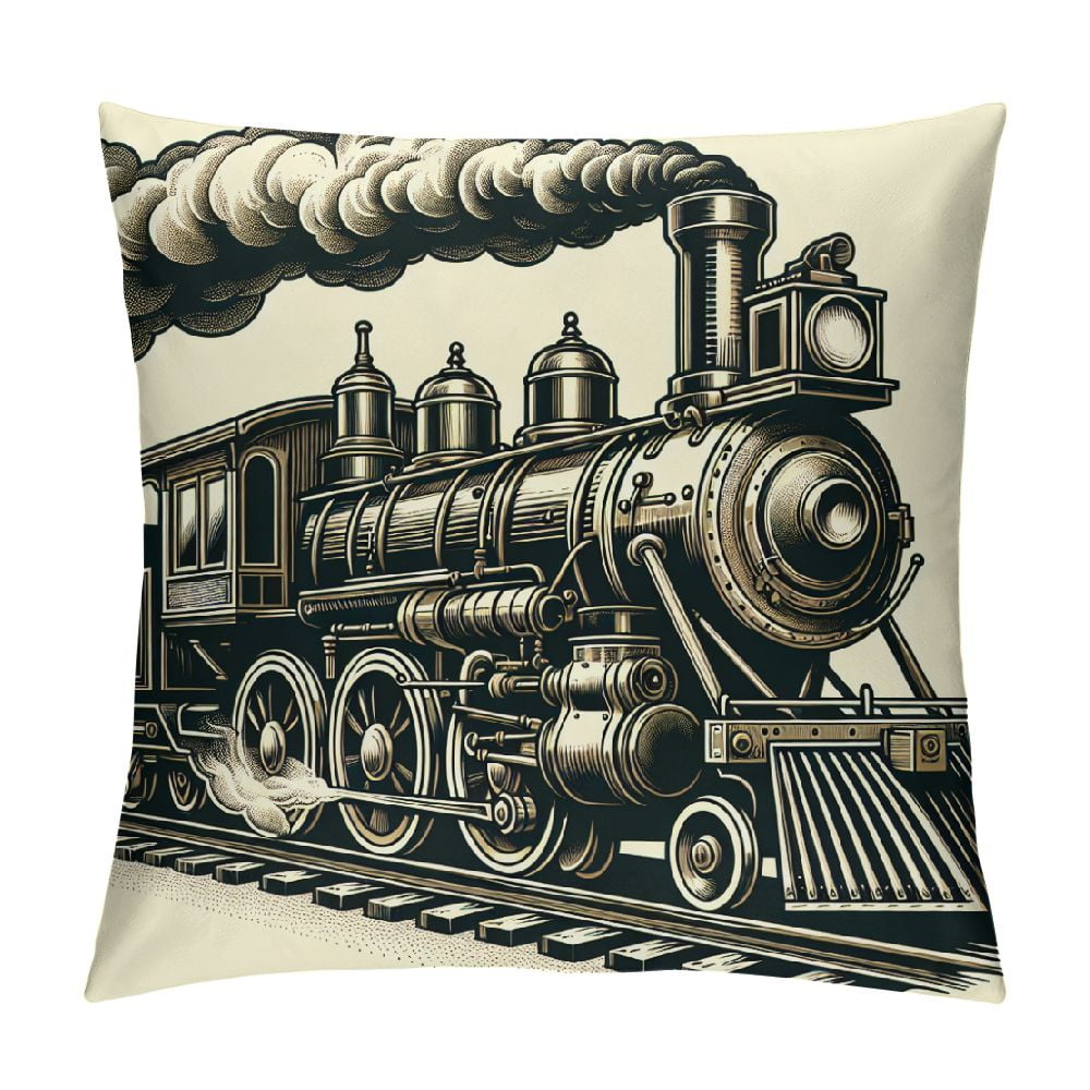 cbxzyzzc Train Throw Pillow Covers Vintage Train in Country Locomotive ...