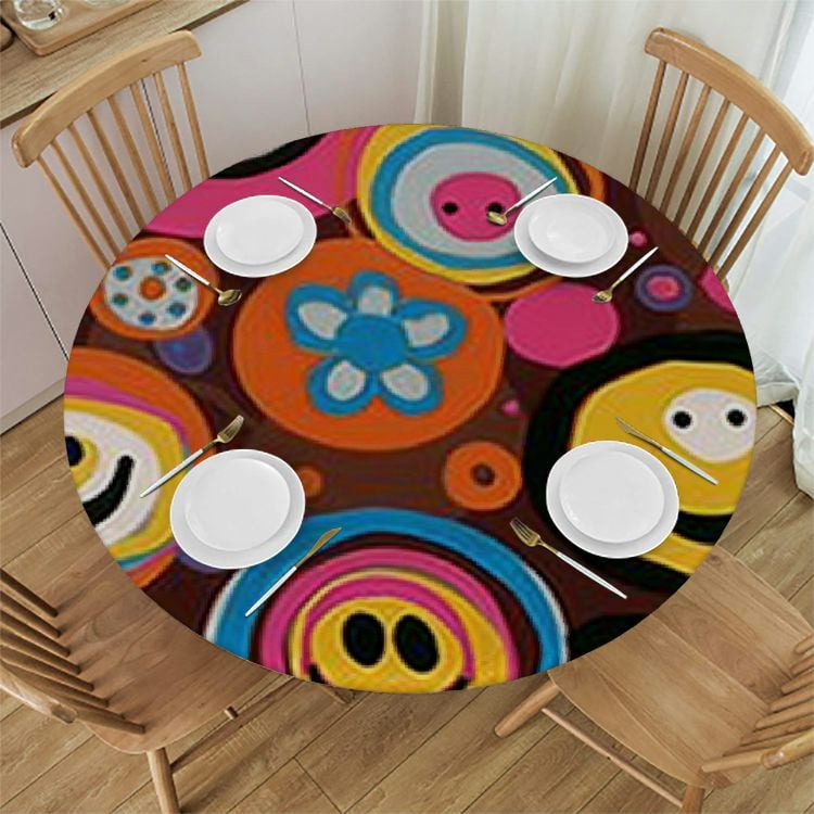 cbxzyzzc Waterproof Table Cover Indoor Dining Disc Rounded Linked Forms ...