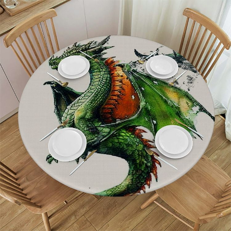 cbxzyzzc White Green Tablecloth Overlay for Round Tables Ugly Dragon ...