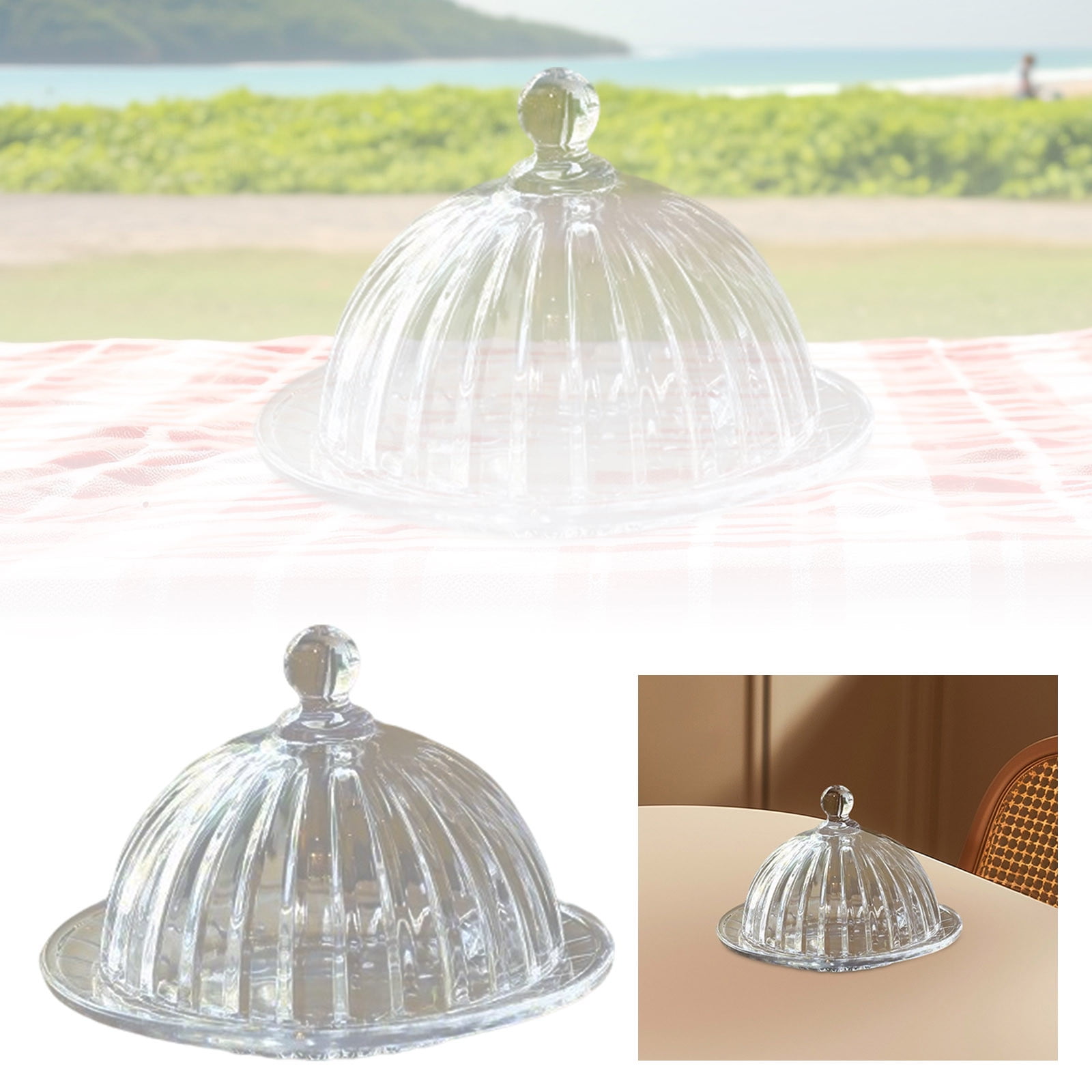 cbzote Clear Glass Cake Dome Display Stand With Lid and Base for ...
