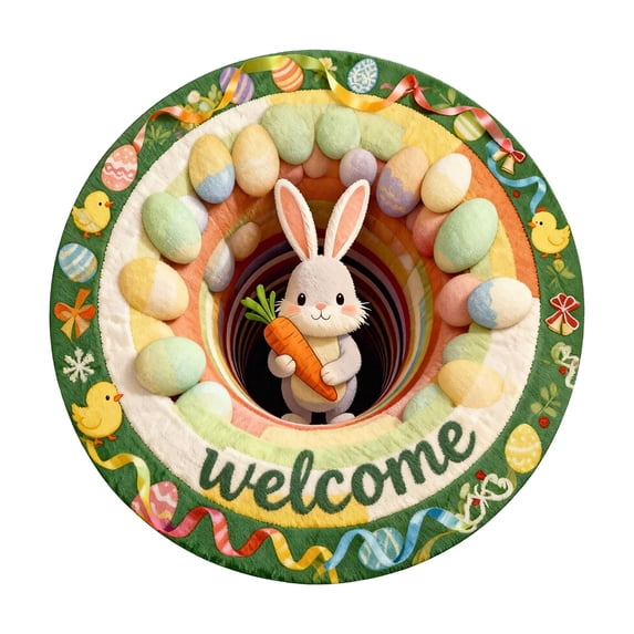 cbzote Round Easter Bunny Shaped Welcome Mat for Indoor Rooms Durable ...
