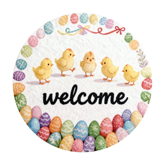 cbzote Round Easter Bunny Welcome Mat for Home Durable Non Round Rug ...
