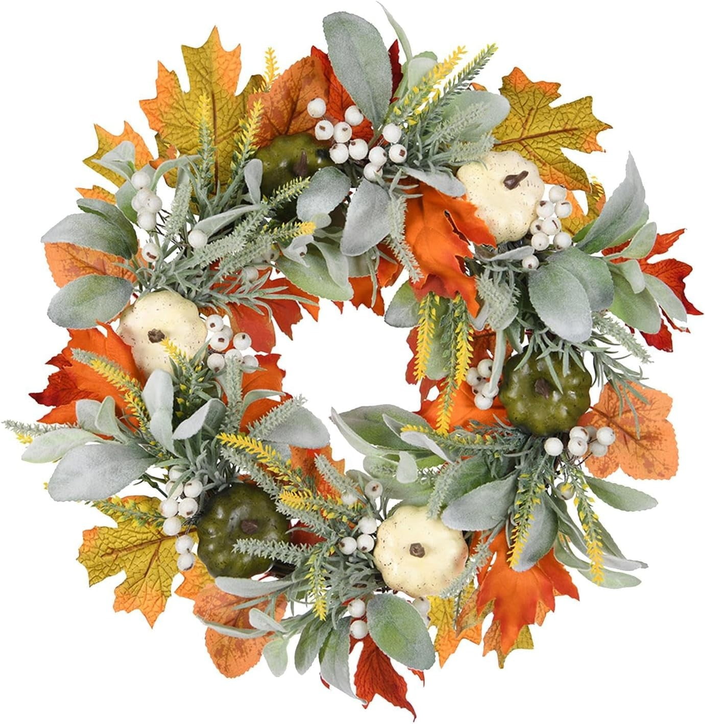 cbzote Thanksgiving Autumn Wreath Front Door Decoration Maple Leaf ...