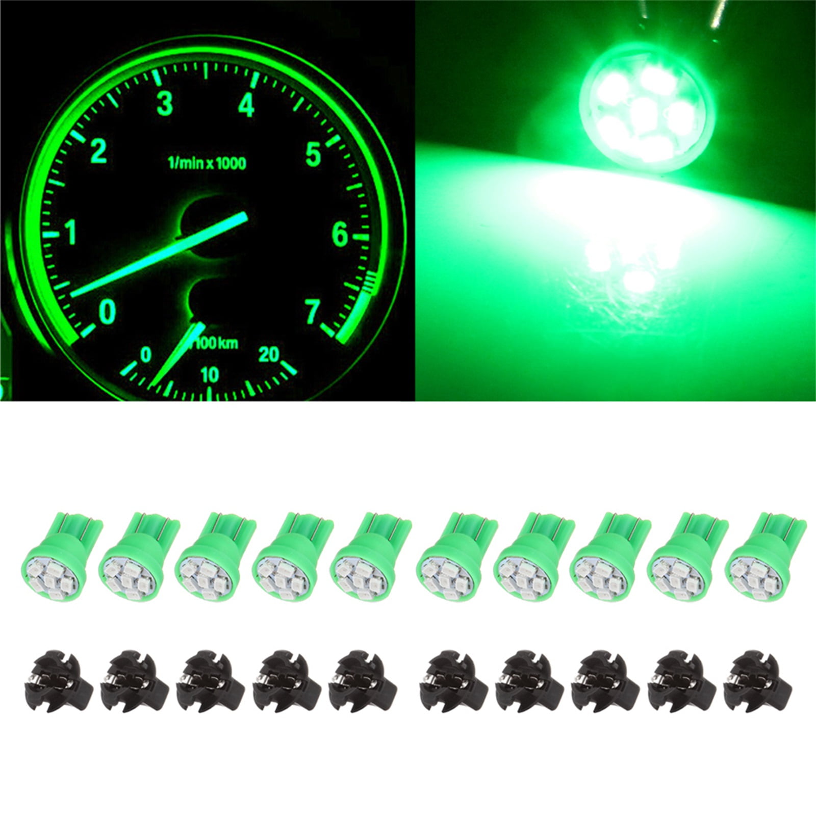 cciyu 10pcs T10 6-3020-SMD Green Instrument Cluster Dash Panel Lights ...