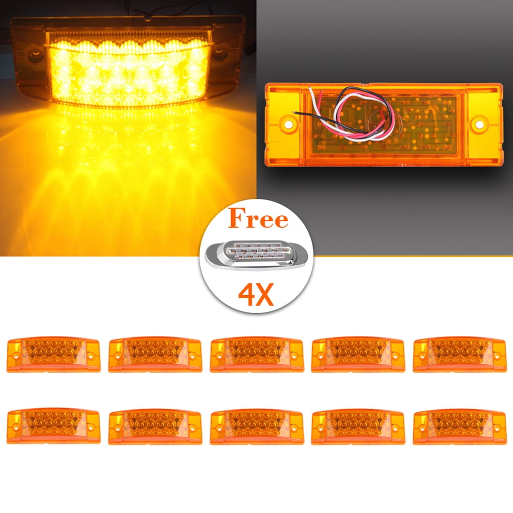 cciyu 10x 20 Diodes AmberLen Rectangle 801-A Led Clearance Trailer ...