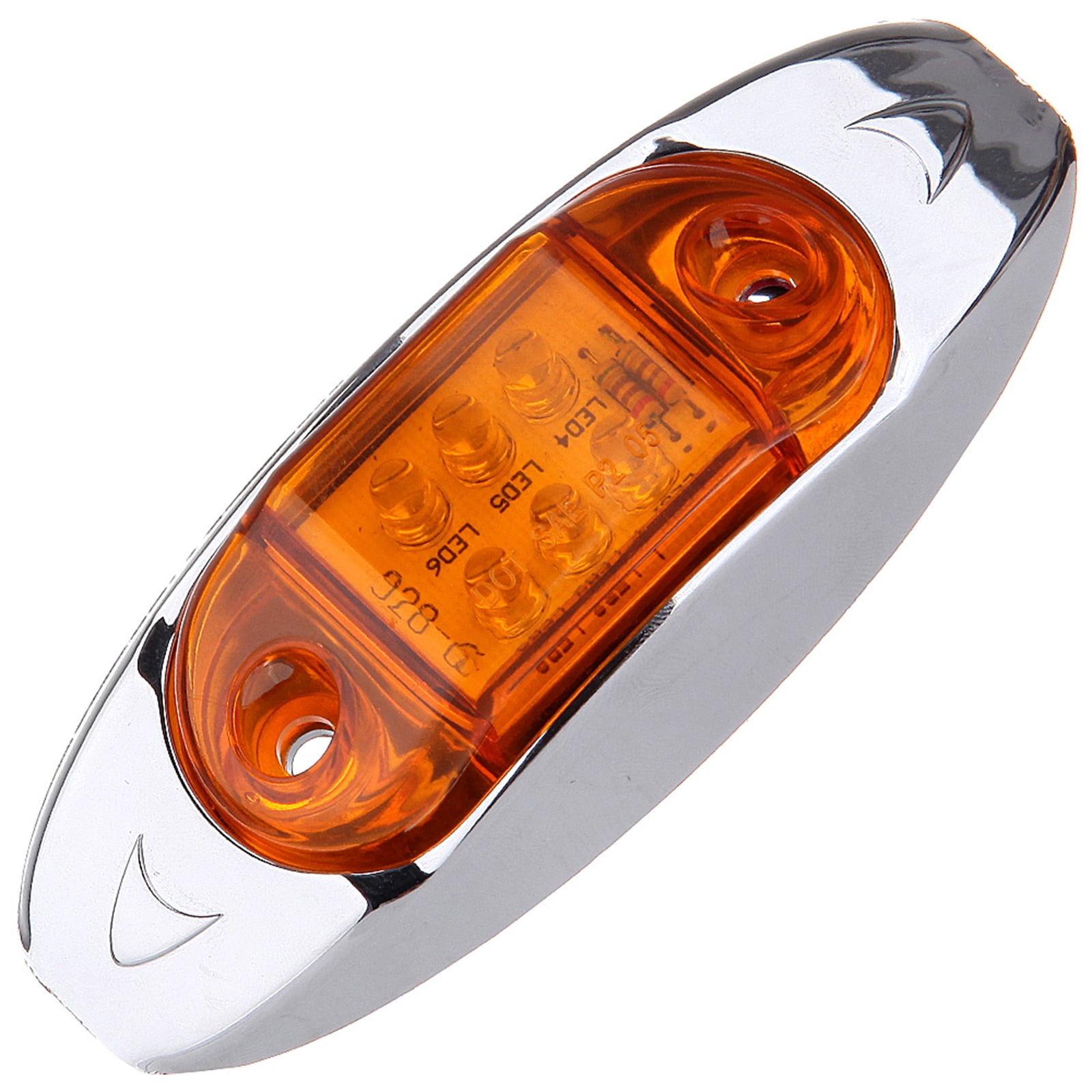 cciyu 1x Oval 6 Led LED Trailer Lights w/ Chrome Bezel Top Clearance ...