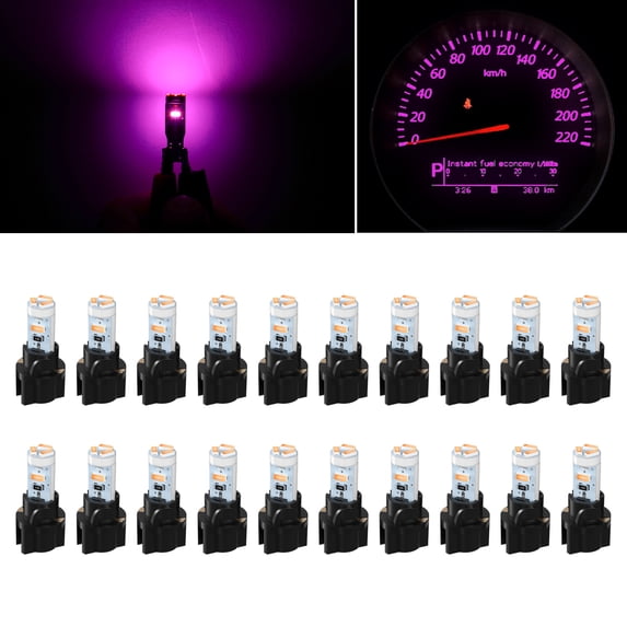cciyu 20pcs T5 5-3014-SMD Pink Instrument Cluster Dash Panel Lights ...