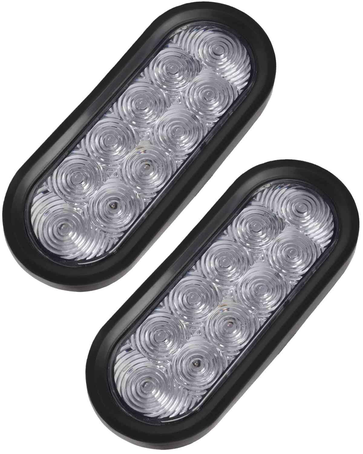 cciyu 2pcs 6 Inch Oval LED Trailer Tail Lights 10 LED White 6" Oval Led ...