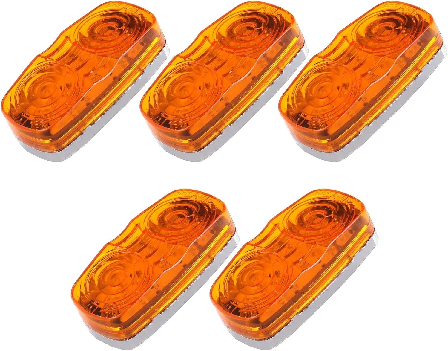 cciyu 5pcs 12LED AmberTrailer Marker Light Assembly Double Bubble ...
