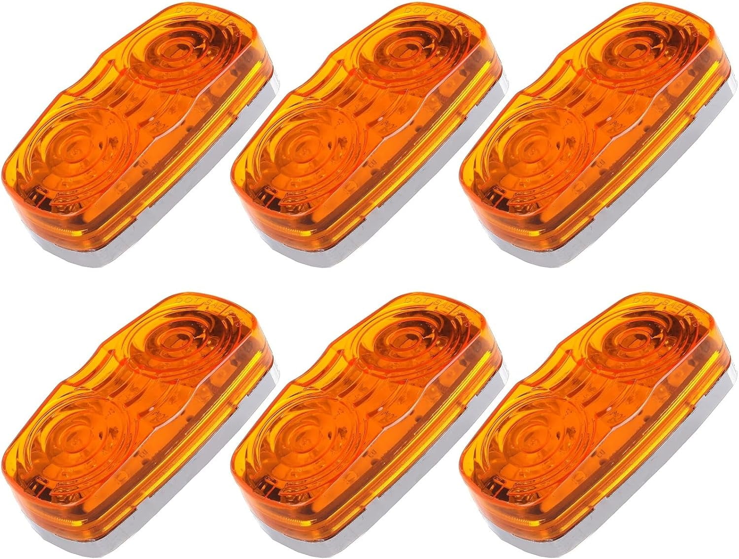 cciyu 6pcs 12LED AmberTrailer Marker Light Assembly Double Bubble ...
