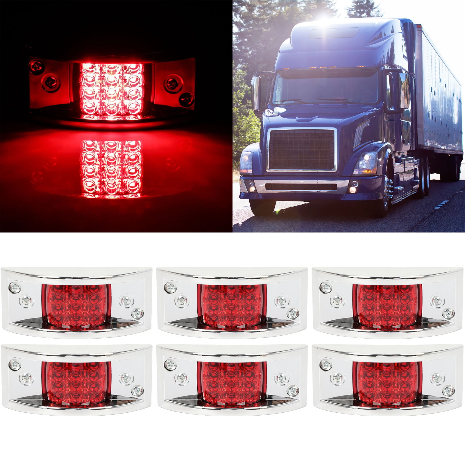 cciyu 6x Rectangular 12 Led Chrome Armored-style Trailer Side Marker ...
