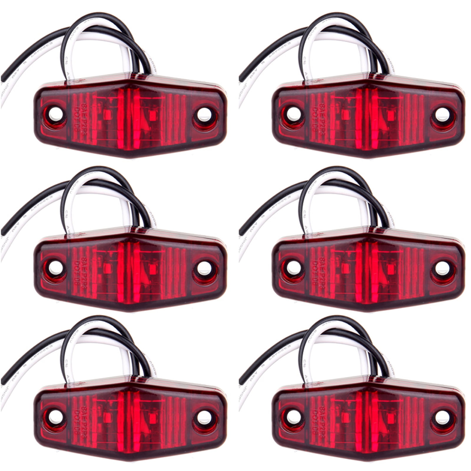 cciyu 6x Side Marker Clearance Light Red Len Red Light Universal 2 LED ...