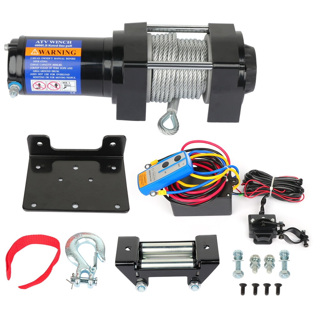 cciyu Electric Winch, 12V 4000 lbs Winch Black for Towing ATV/UTV/Boat ...