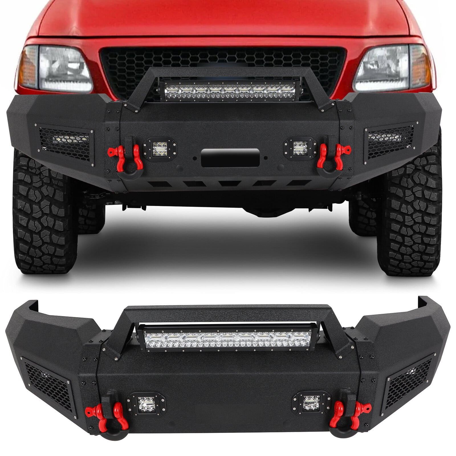 cciyu Front Bumper Compatible for 1997-2003 for Ford F-150 with D-ring ...