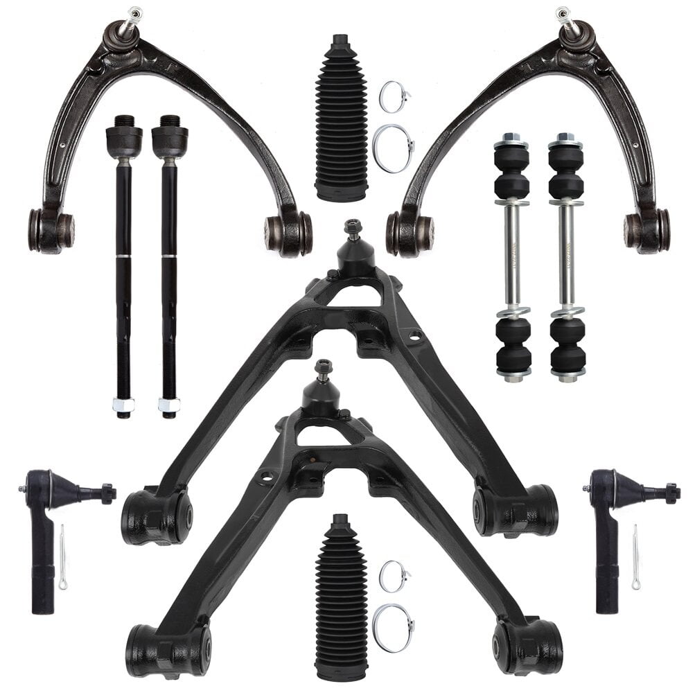 cciyu Front Upper Lower Control Arm w/Ball Joint Tie Rod End Boot Sway ...