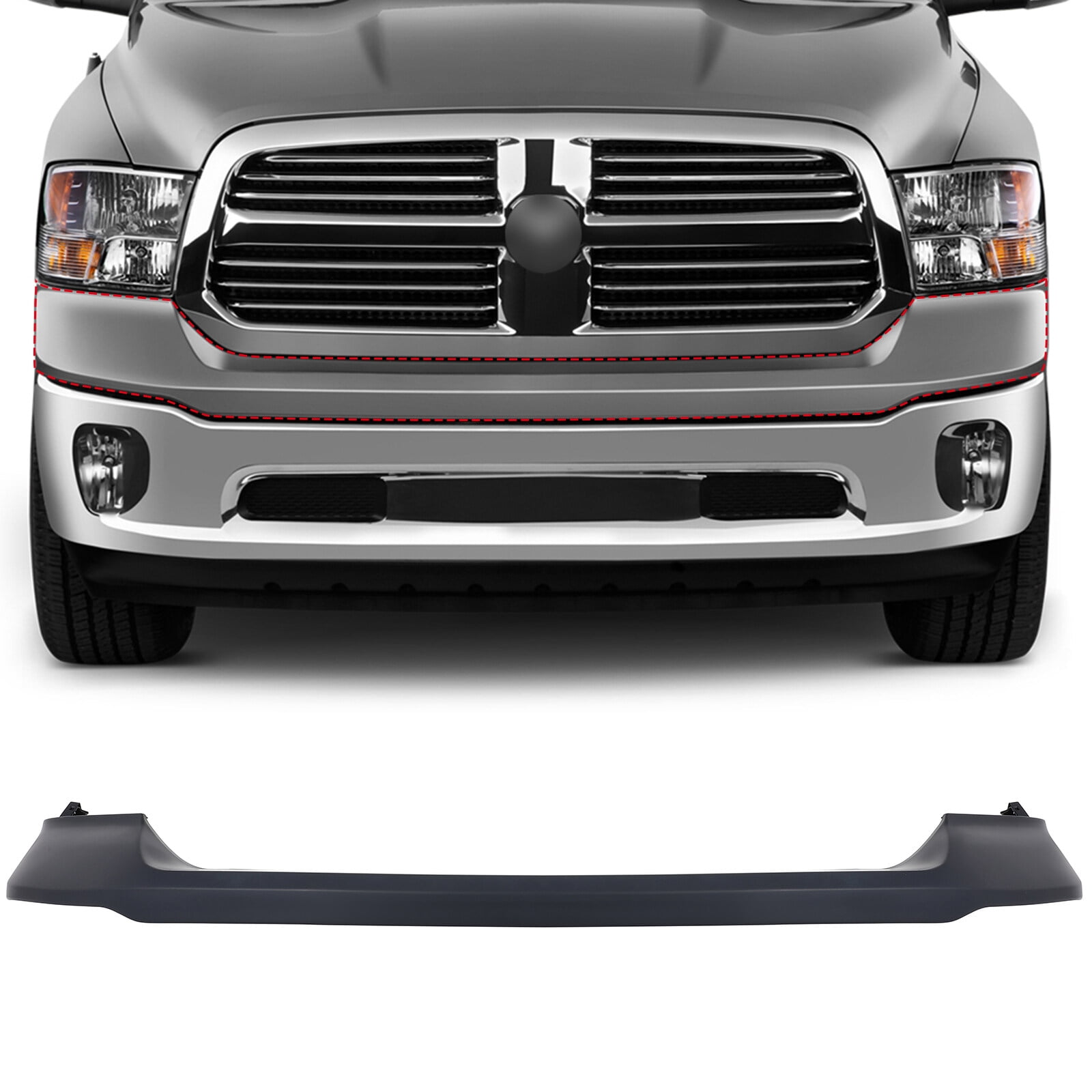 cciyu Front bumper Cover Fascia fit for 2013-2018 for Dodge Ram 1500 ...