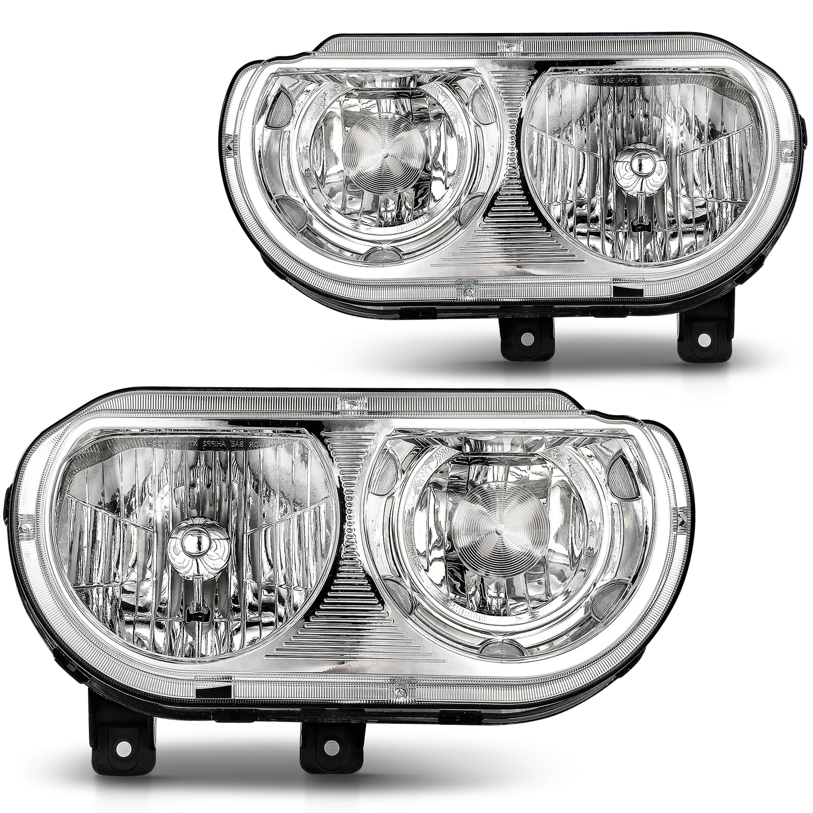 cciyu Headlight Assembly 2008-2014 for Dodge Challenger Chrome Housing ...