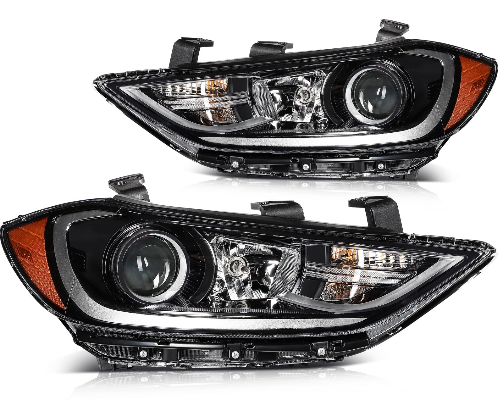 Walmart cciyu Black Housing Headlight Assembly for 2017-2018 Hyundai ...