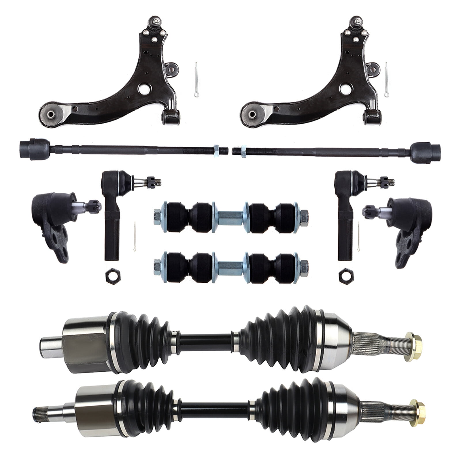 cciyu Lower Control Arm and Ball Joint Inner Outer Tie Rods Sway Bars ...