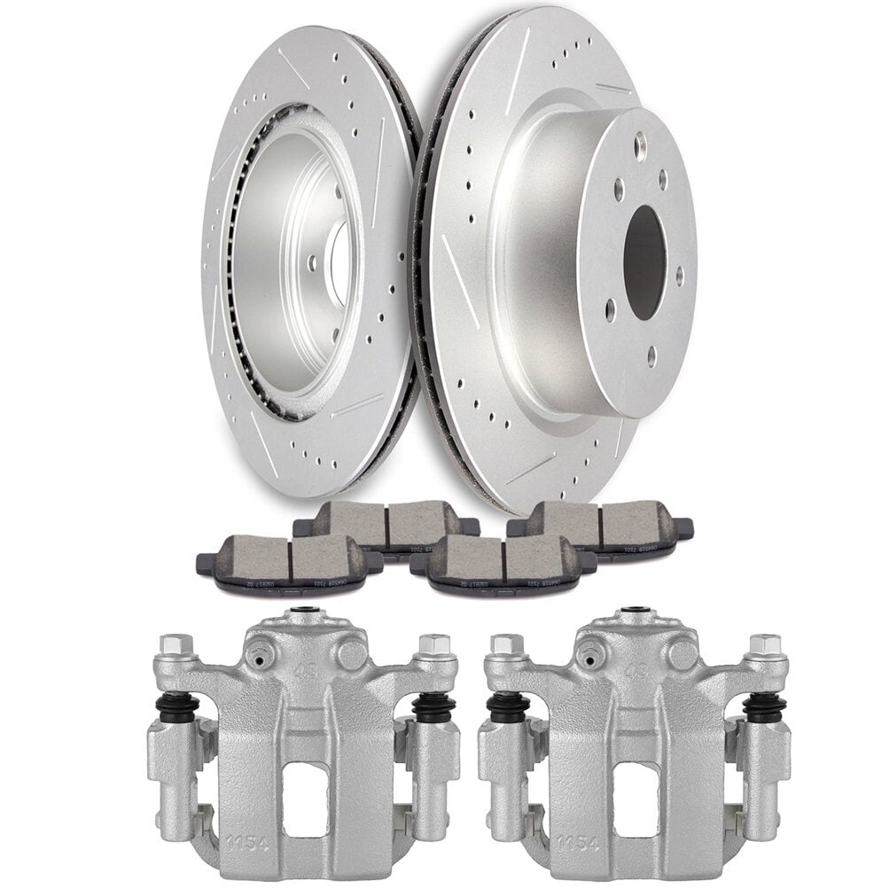 cciyu Rear Brake Kits with Calipers - 4 Dics Rotors 8 Ceramic Pads 4 ...