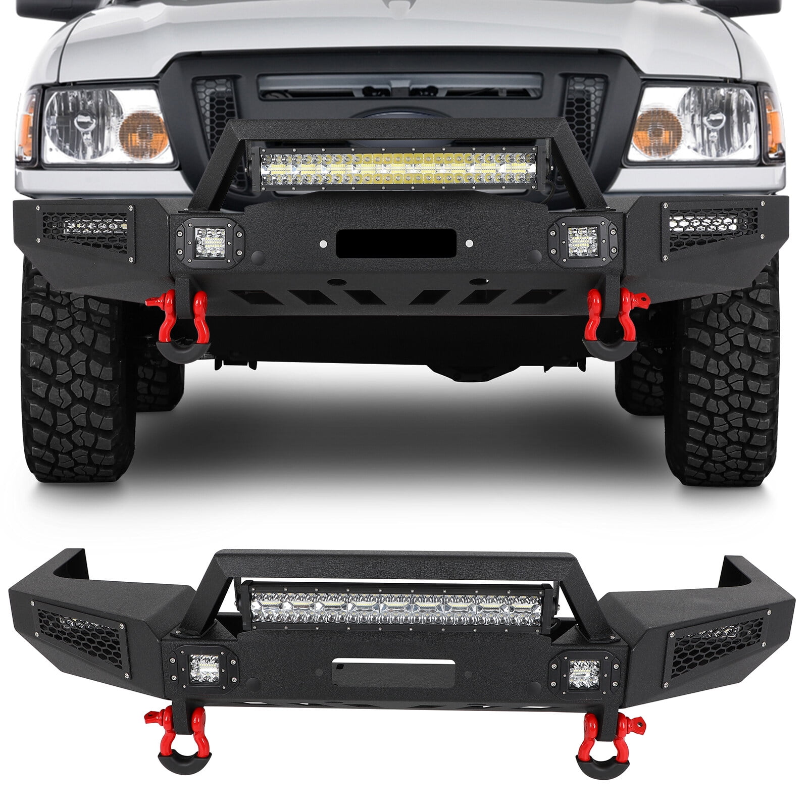 cciyu Rear Bumper Compatible for 1998-2011 for Ford Ranger with D-ring ...