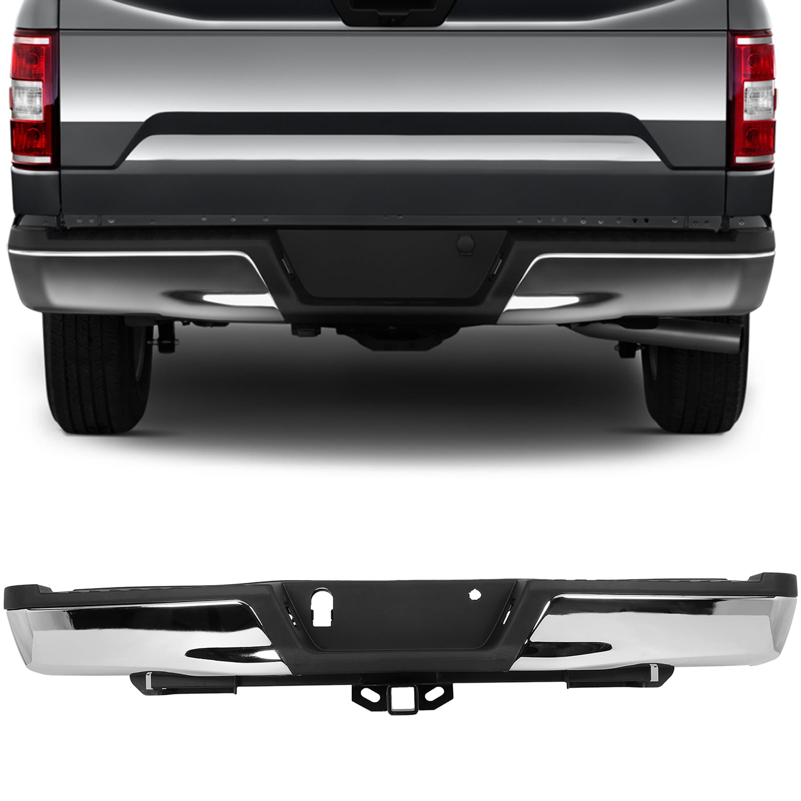 cciyu Rear Step Bumper Compatible for 2015-2020 for Ford F-150 Steel ...