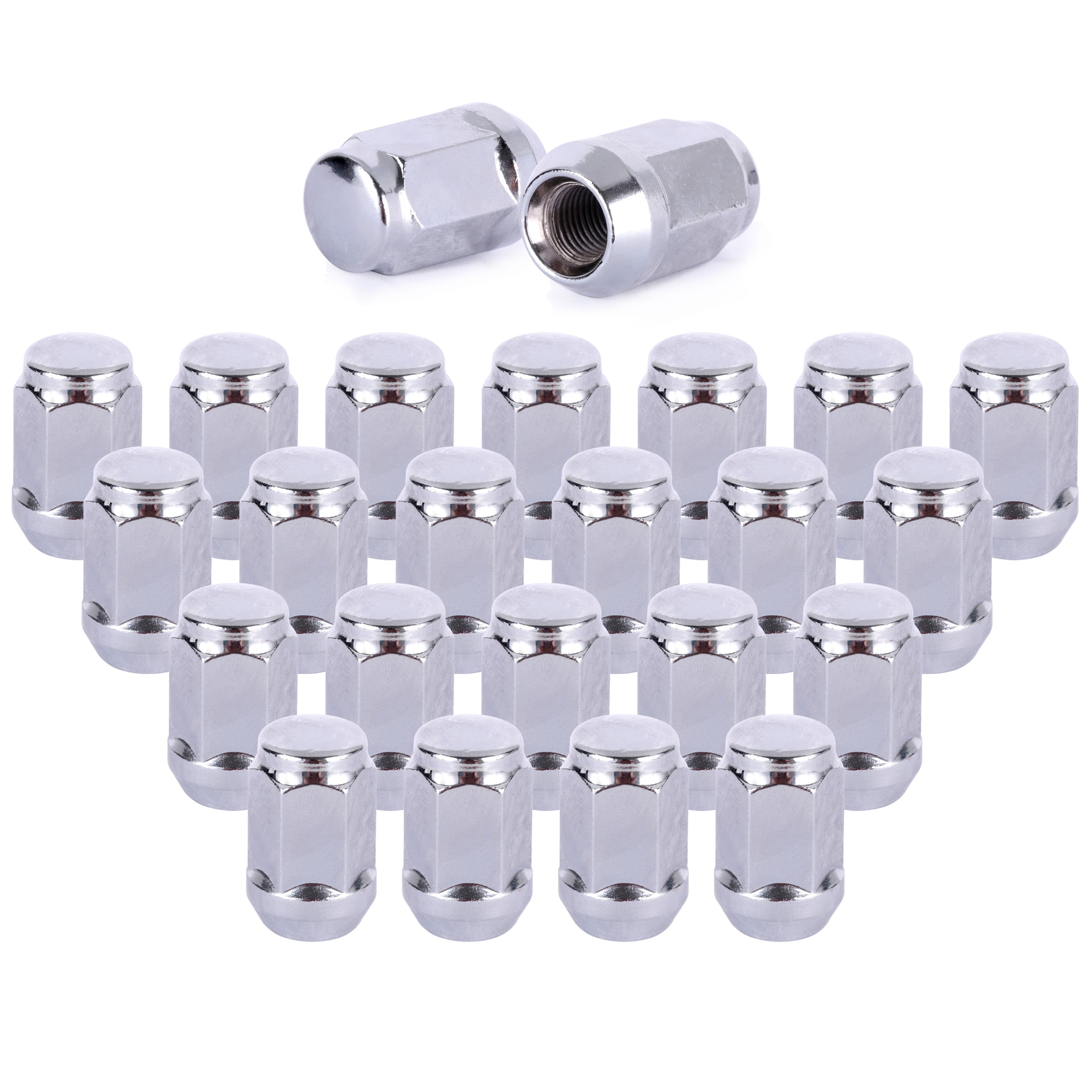 cciyu Set of 24 Silver Spline Chrome Wheel lug Nuts 7/16-20 for Chevy ...