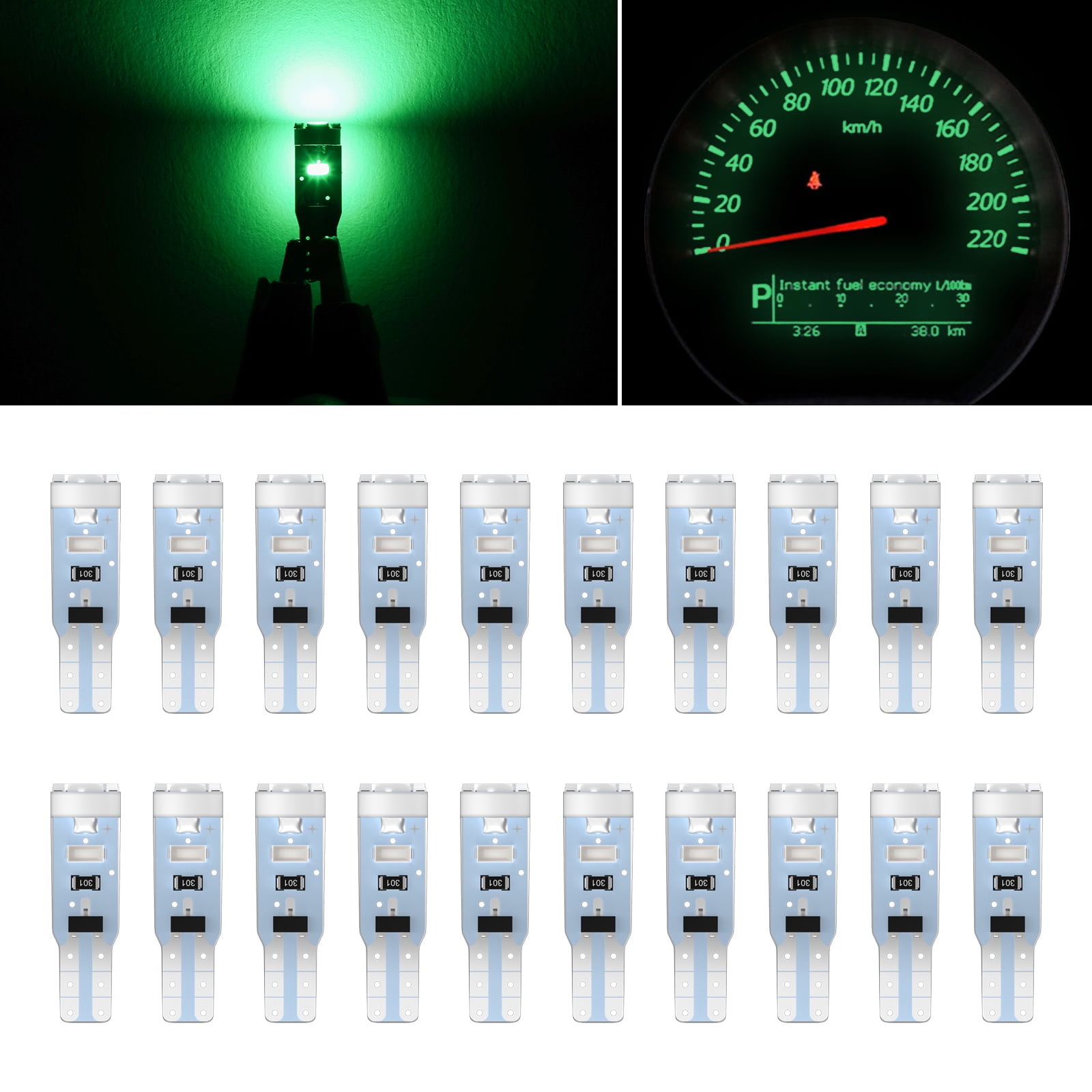 cciyu T5 5-3014-SMD Green Instrument Cluster Dash Panel Lights Super ...