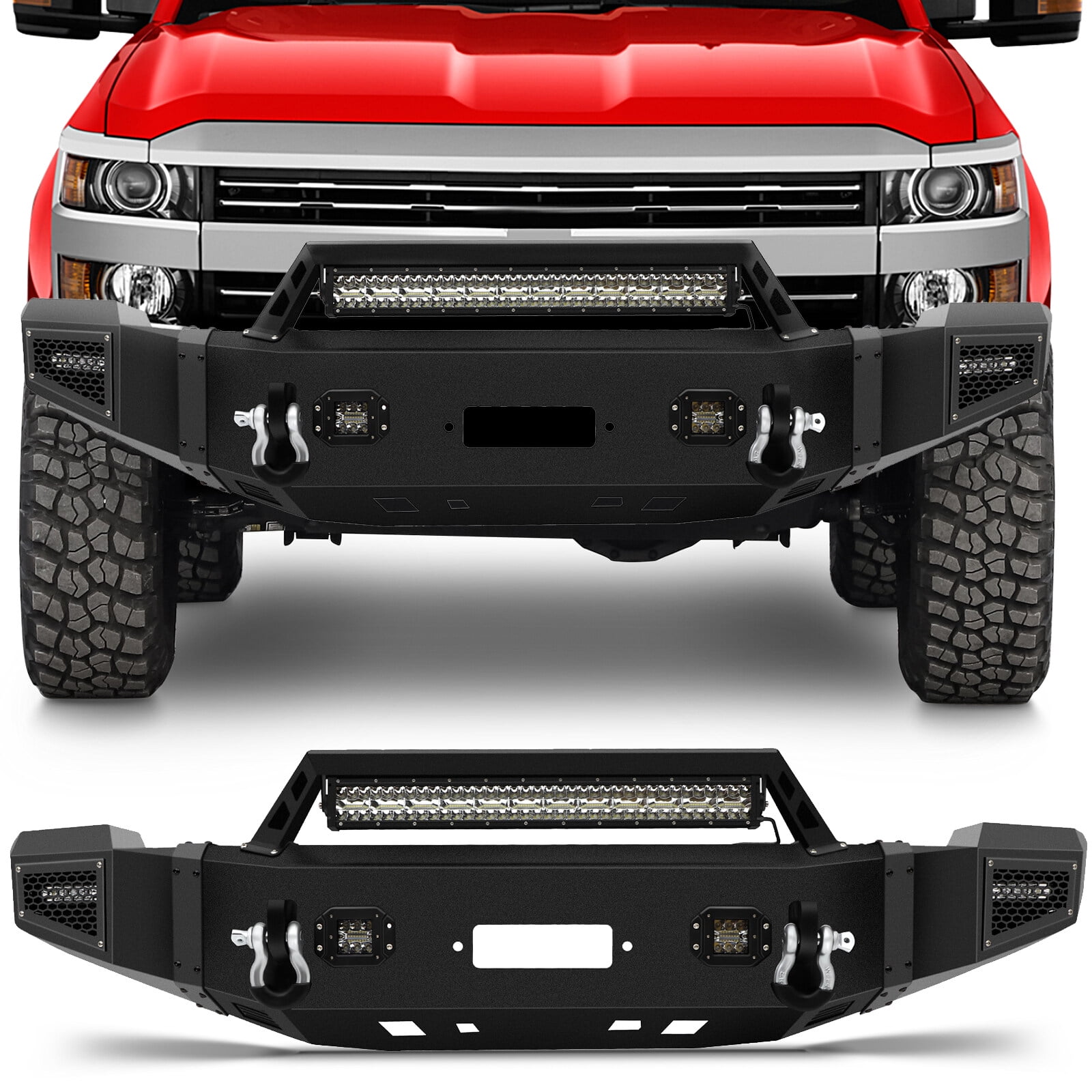 cciyu Upgraded Textured Black Front Bumper Compatible for 2011-2014 for ...