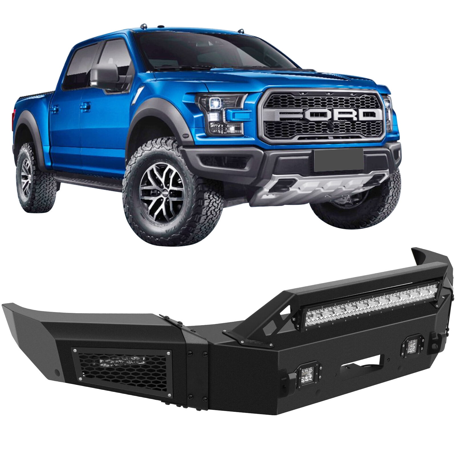 cciyu Upgraded Textured Black Front Bumper Compatible for 2018-2020 for ...