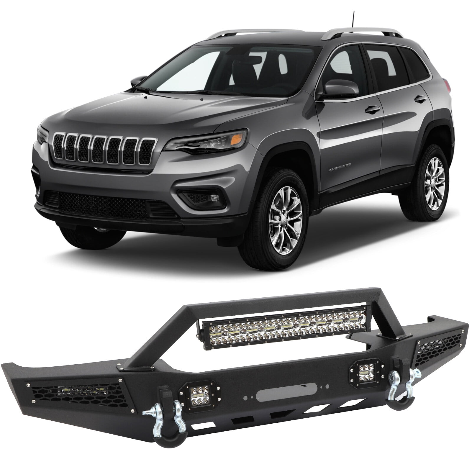 cciyu Upgraded Textured Black Front Bumper Compatible for 1984-2001 for ...