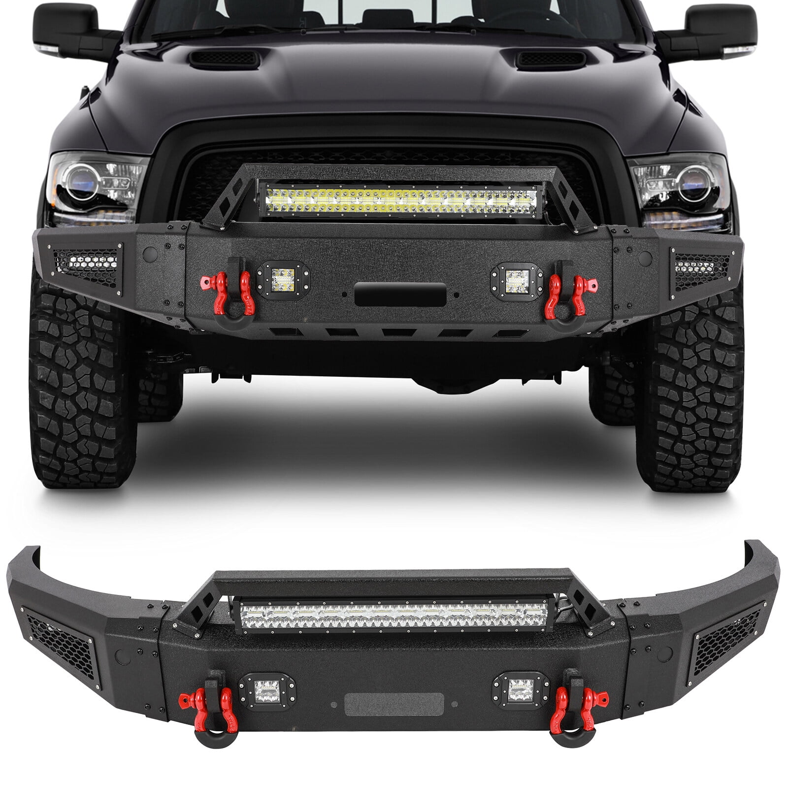 cciyu Heavy Duty Steel Front Bumper for 2015-2018 RAM 1500 Rebel ...