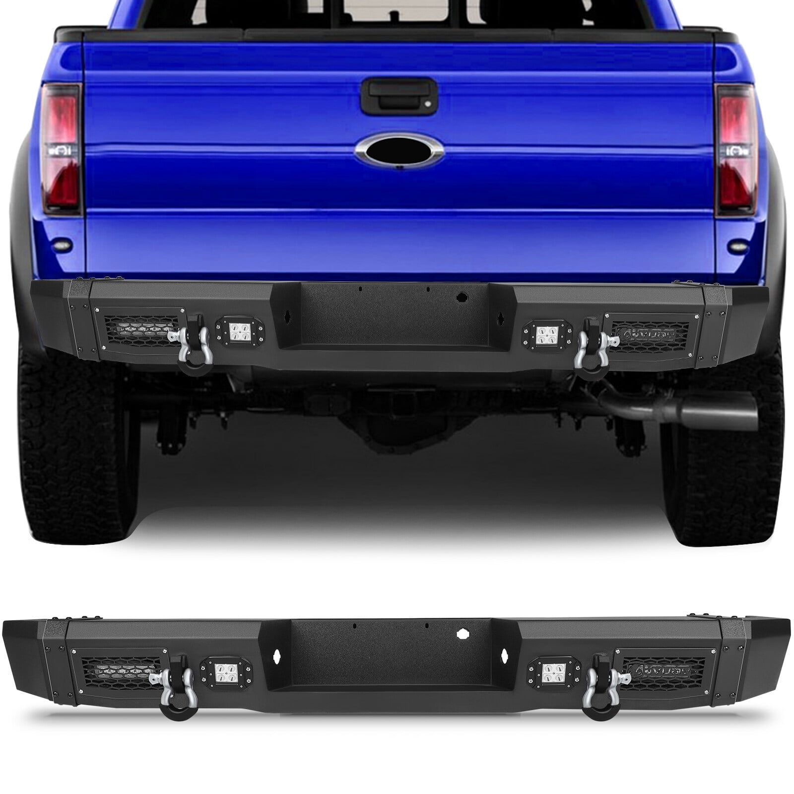 cciyu Upgraded Textured Black Rear Bumper Compatible for 2010-2014 for ...