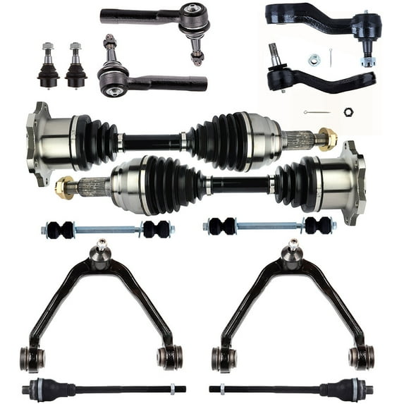 cciyu Upper Lower Control Arm & Ball Joint Inner Outer Tie Rods Sway ...