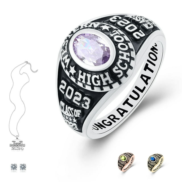 Ccjcinata Custom Sterling Silver Class Rings Personalized For High