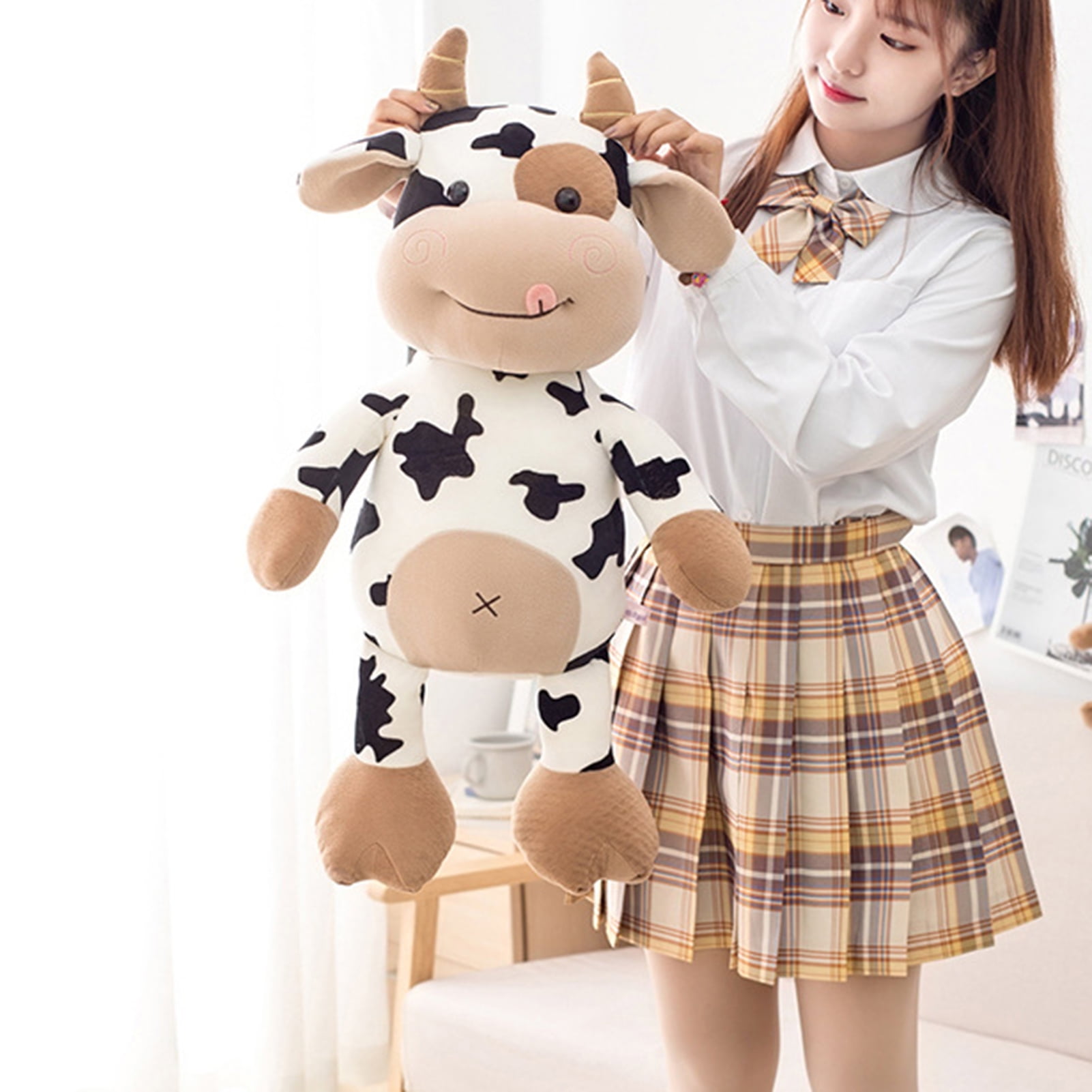 cdar Cute Sleeping Cow Plush Animal Toy Cattle Soft Stuffed Doll For ...