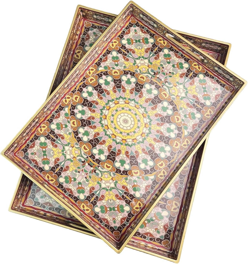cdfvgbh 13" Round Decorative Trays Modern Plastic Serving Tray with ...