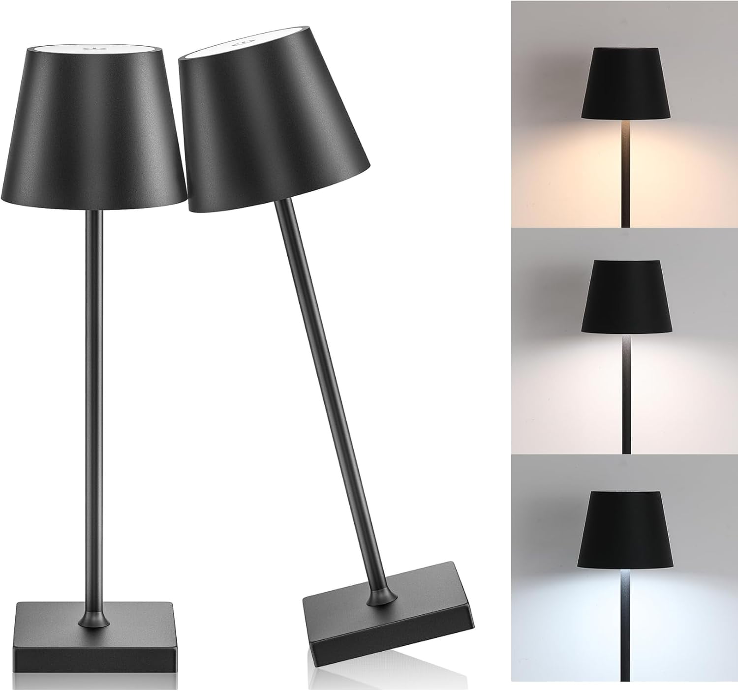 cdfvgbh 2-Pack Cordless Table Lamps Rechargeable LED Desk Lamp 5200mAh ...