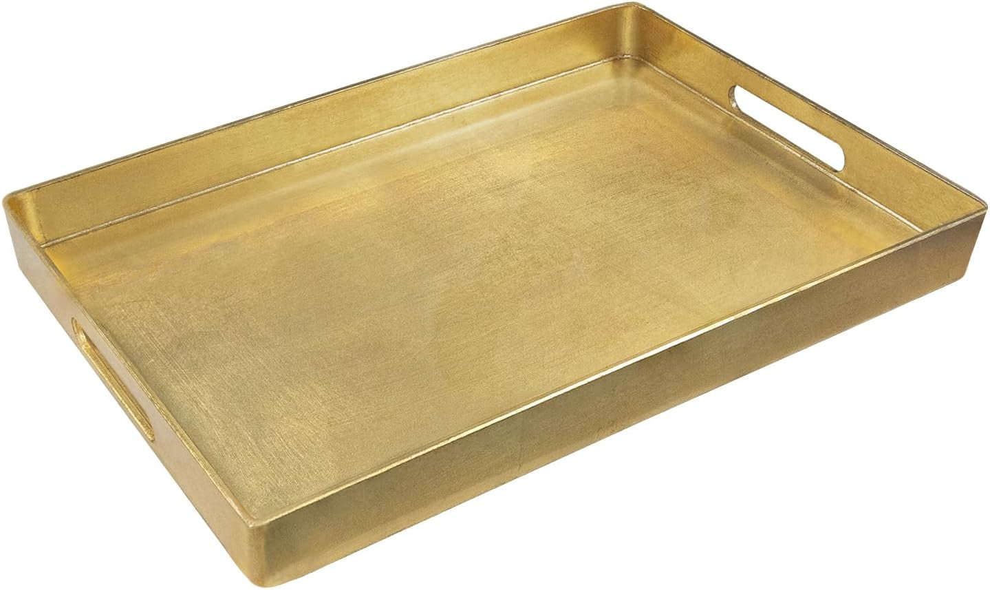 cdfvgbh Gold Decorative Tray with Handles Foil Serving Tray for Ottoman ...