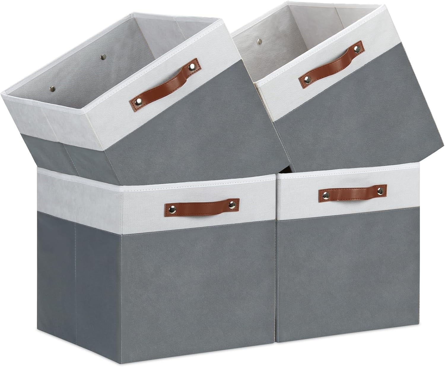 dxynlzq Foldable Cube Baskets 4Pack - Shelf Storage Bins with Handles ...