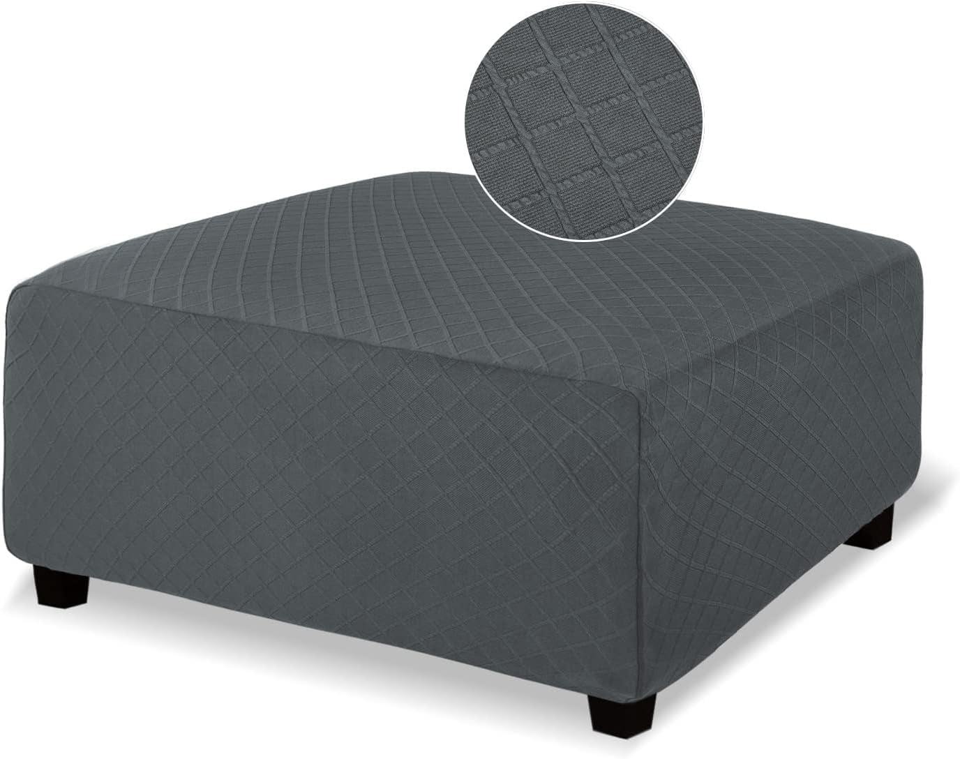 cdfvgbh Stretch Ottoman Cover Square Soft Knitted Jacquard Washable ...
