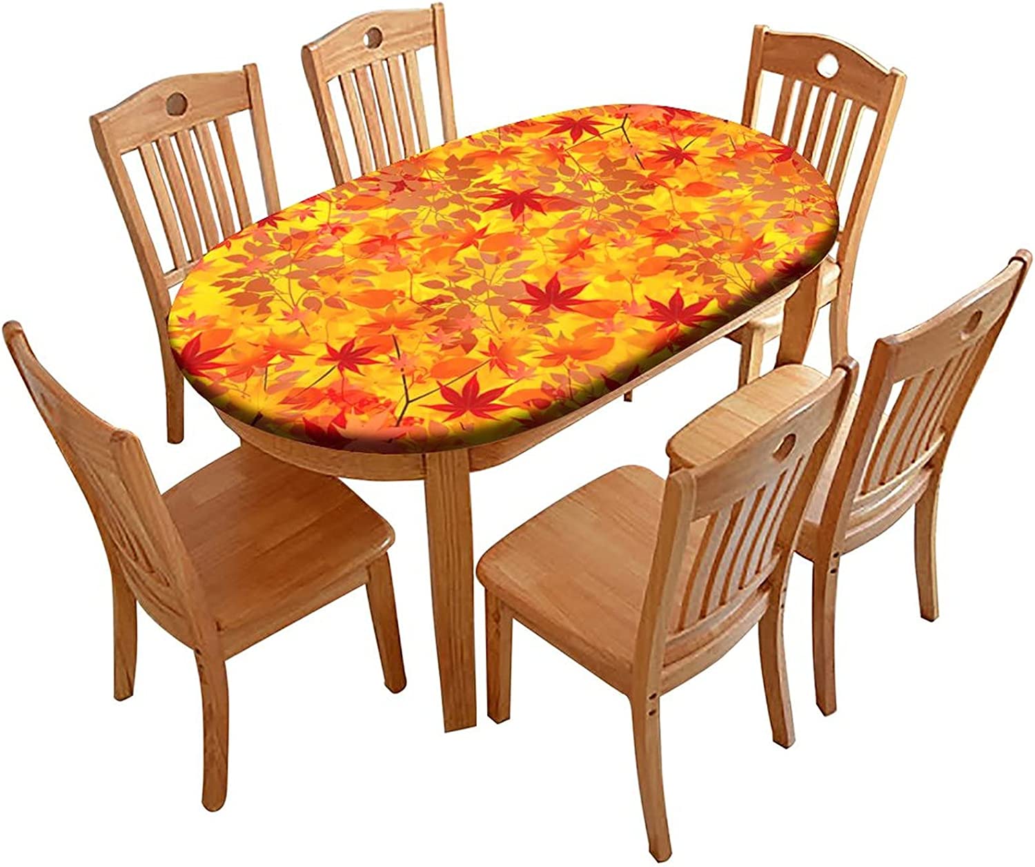 cdfvgbh Wood Grain Fitted Tablecloth Oval Farmhouse Style Elastic Edge ...