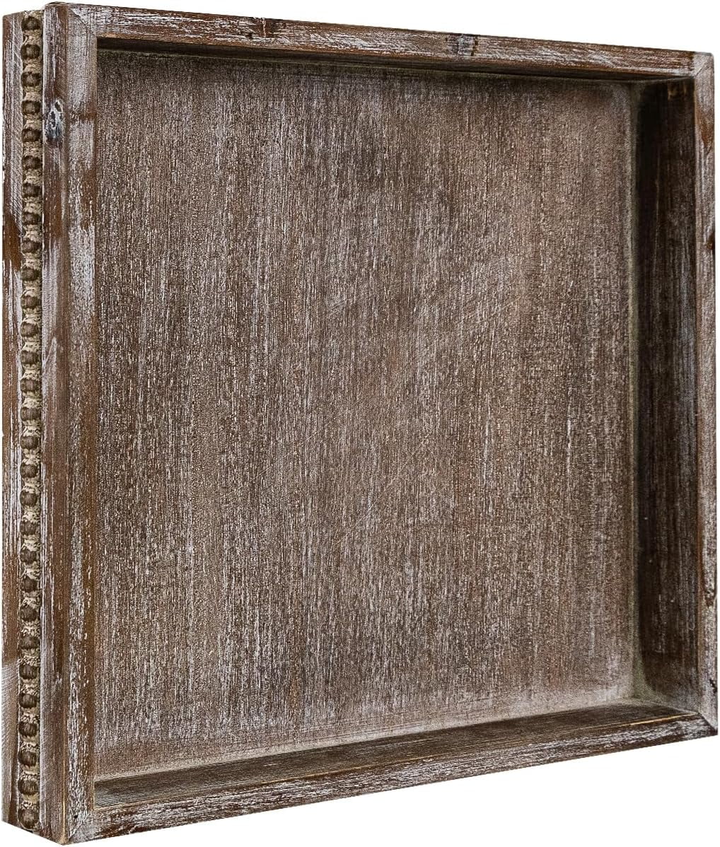 cdfvgbh Wooden Decorative Tray Rectangular Serving Tray with Wood Bead Farmhouse Big Tray for ...