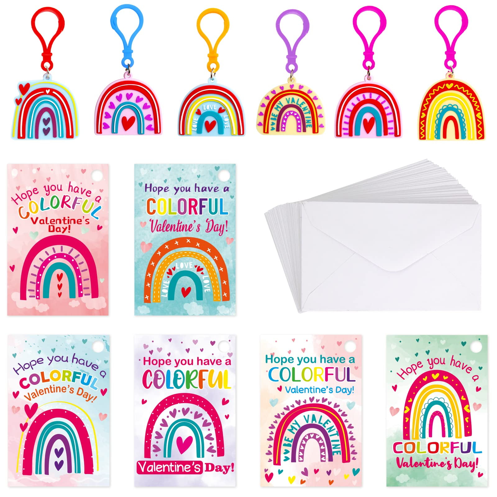 ceiba tree 30 Pack AIF4 Valentines Day Gifts Cards with Rainbow Key ...